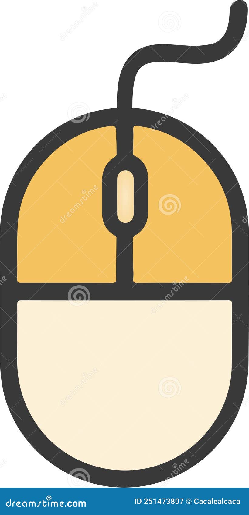 The Drawing of a Orange Computer Mouse, a Hardware Input Device Used by ...