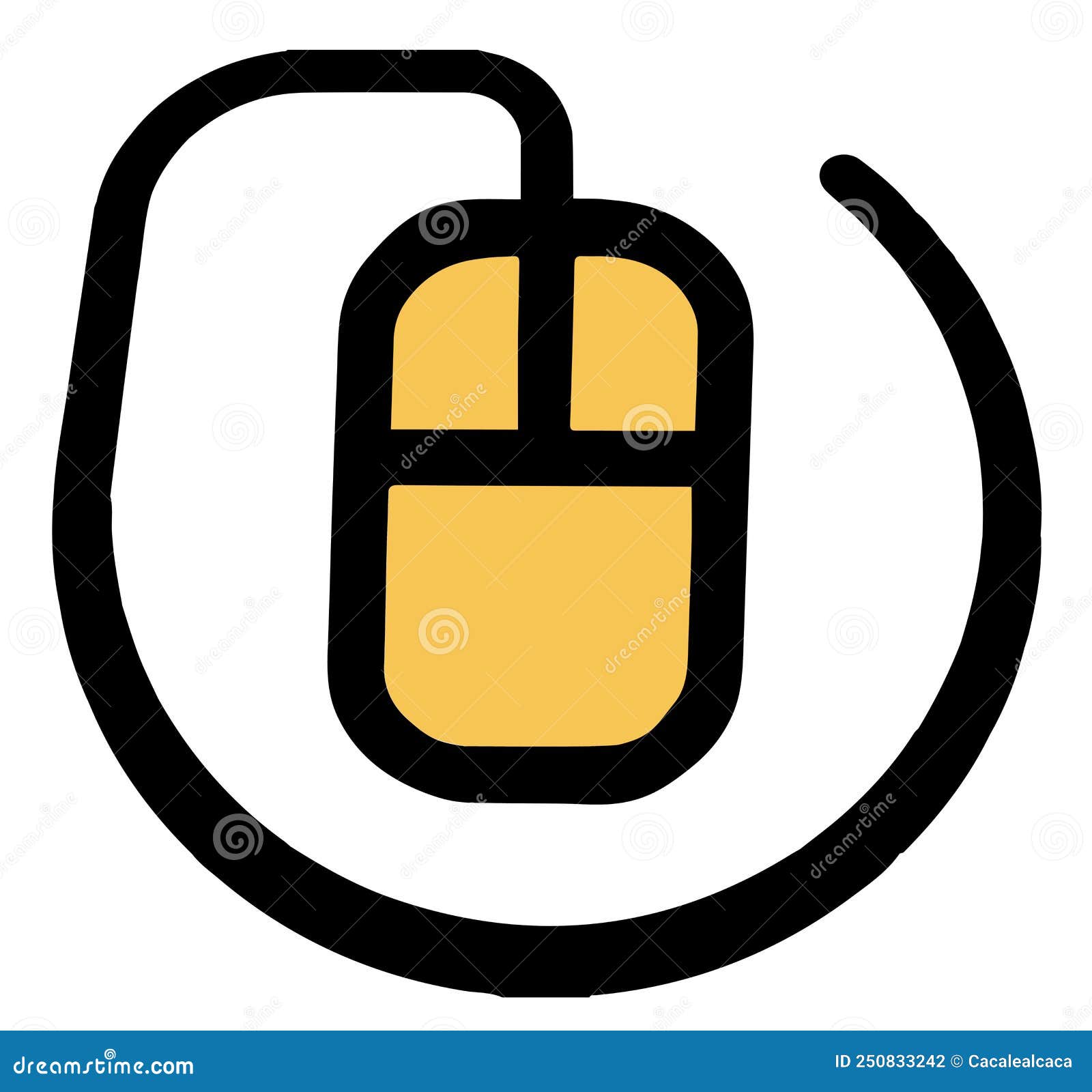 The Drawing of a Orange Computer Mouse, a Small Hardware Input Device ...