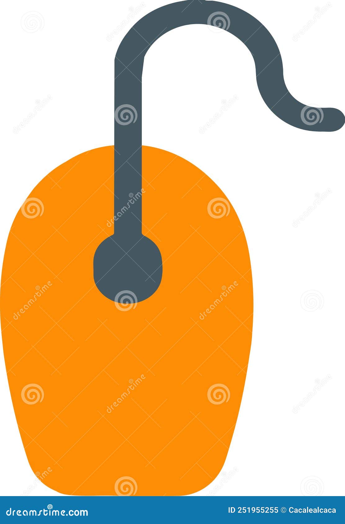 The Drawing of a Orange Computer Mouse, a Small Hardware Input Device ...