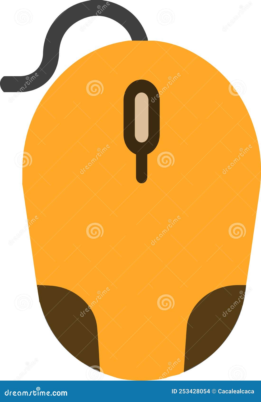 The Drawing of a Orange Computer Mouse, a Small Hardware Input Device ...