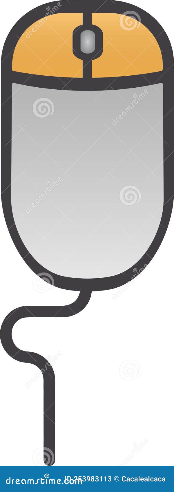 The Drawing of a Orange Computer Mouse, a Small Hardware Input Device ...