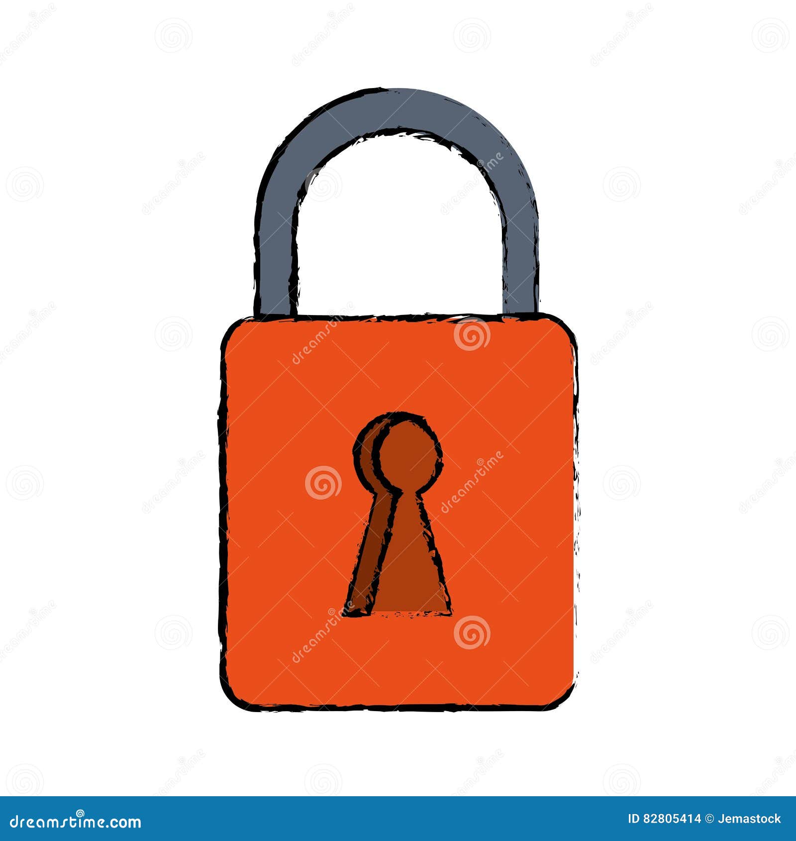 Drawing Orange Padlock Lock Secure Digital Stock Vector - Illustration ...