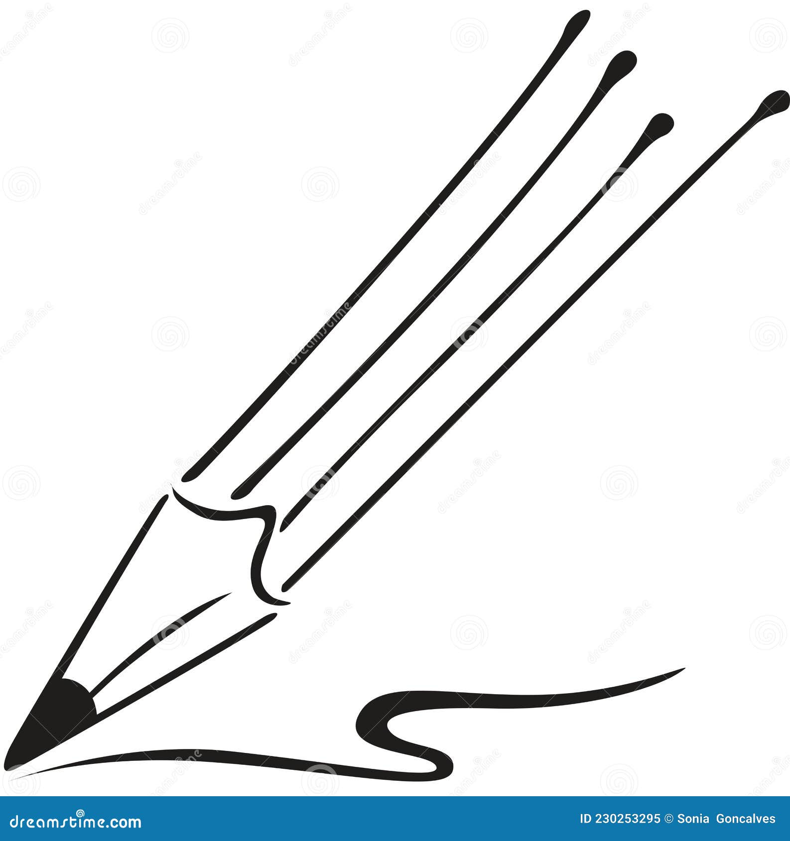 Drawing Outline of Abstract Pencil Stock Vector - Illustration of ...