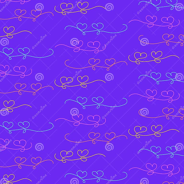 Drawing of Outline Threads Twisted into Hearts on a Bright Blue ...