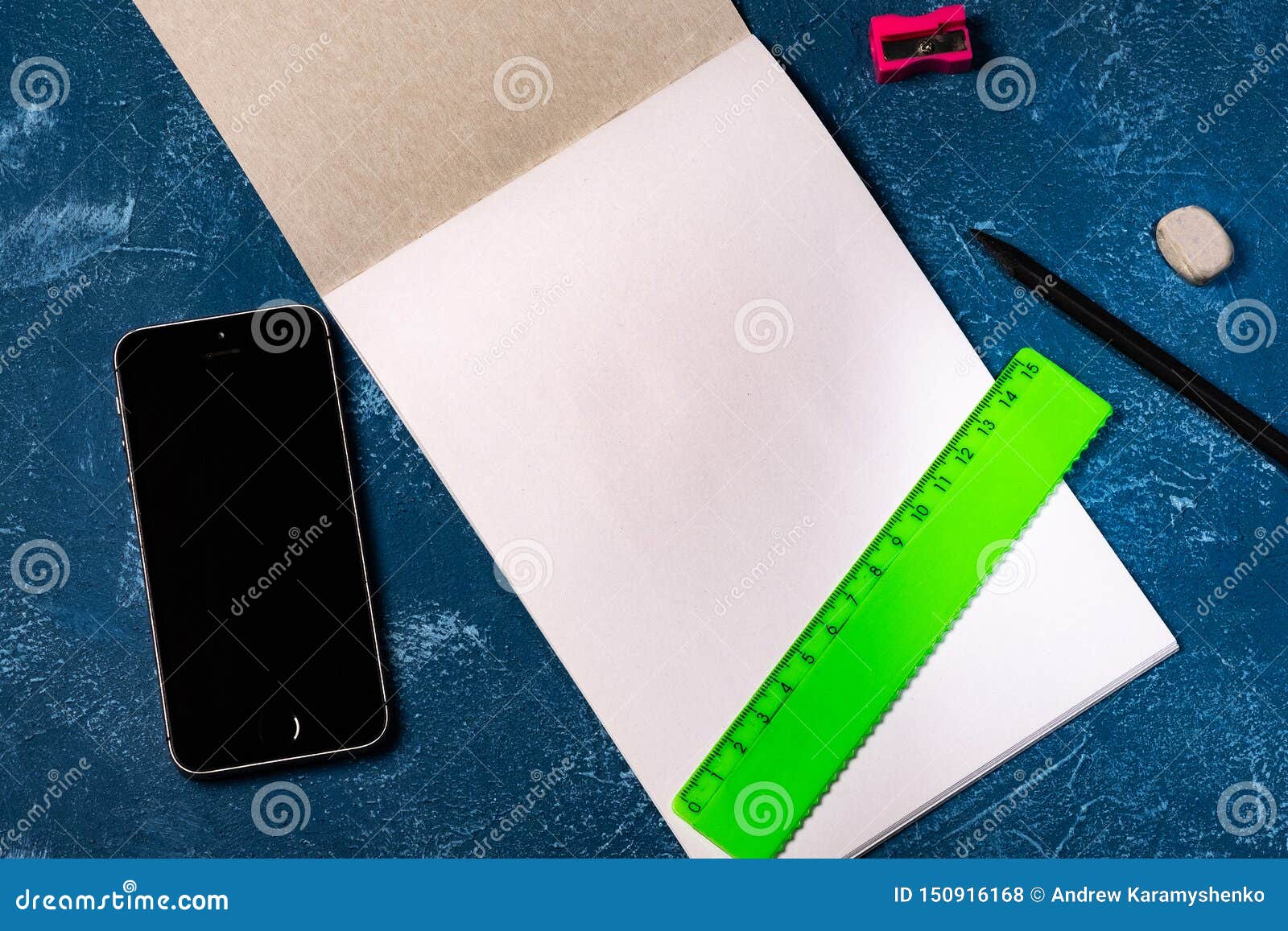 Drawing Pad and on Blue Background Stock Photo - Image of paper, blank ...