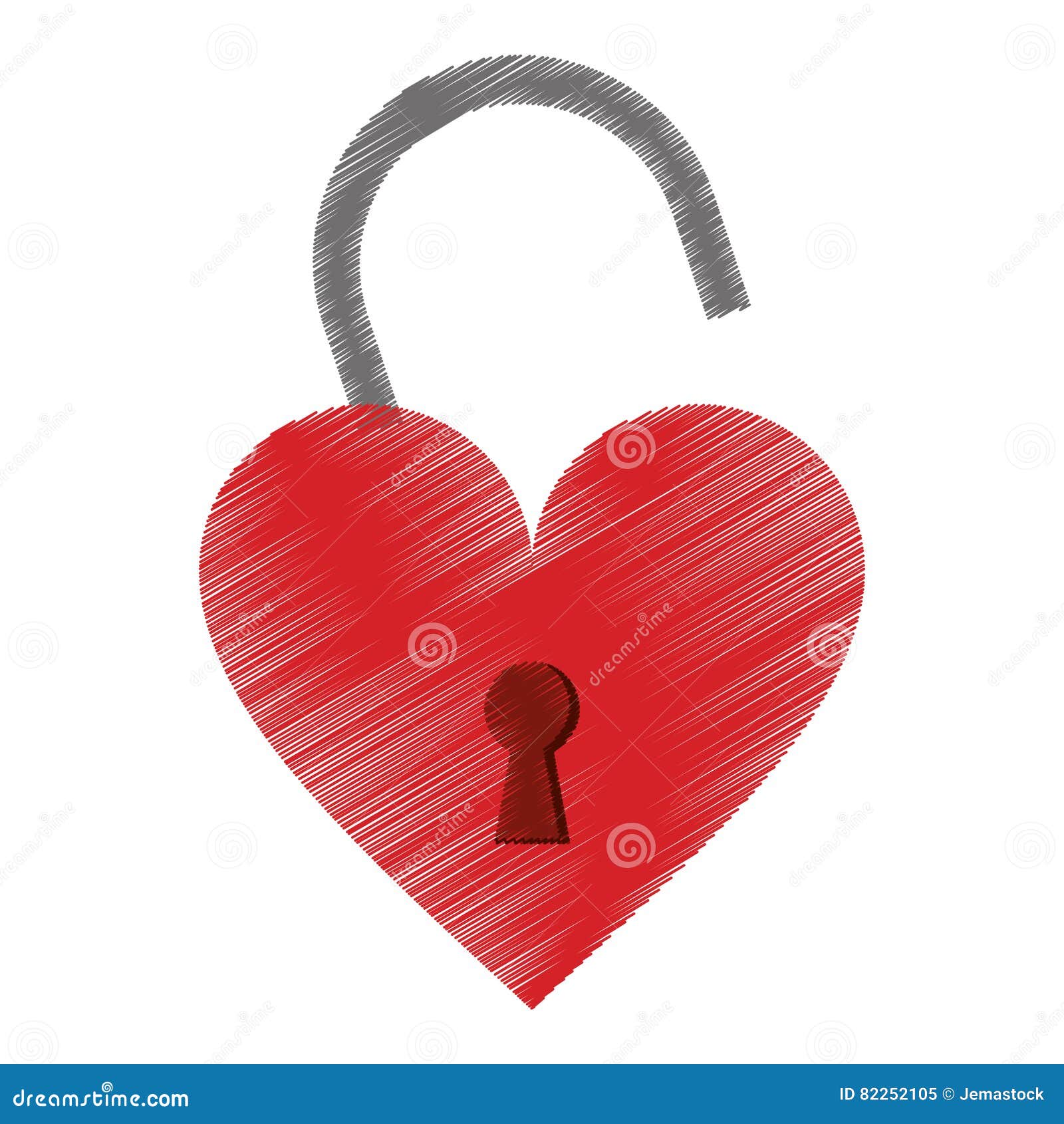 Drawing Padlock Shaped Heart Loved Stock Vector - Illustration of ...