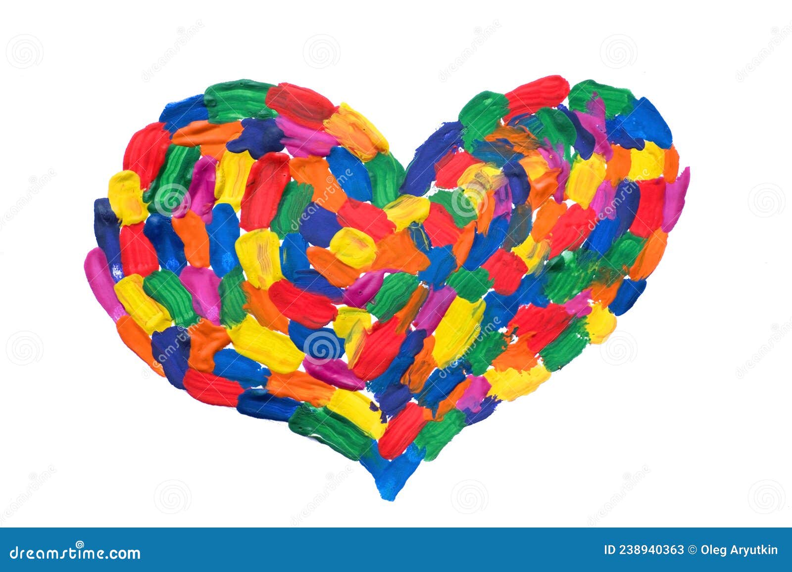 Drawing of Painted Multi-colored Heart on White Background. Stock Image ...