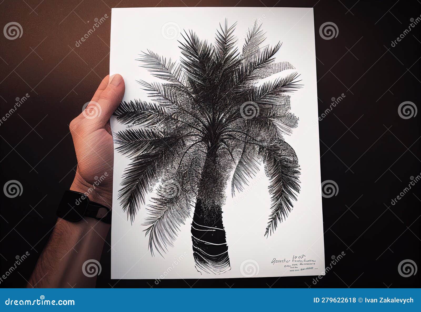 Drawing of a Palm Tree in a Hand Illustration. AI Generative Stock ...