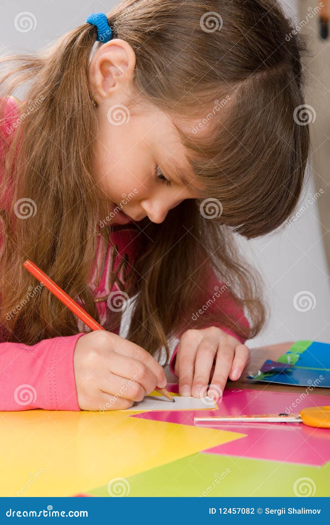 Drawing on paper stock photo. Image of holiday, girl - 12457082