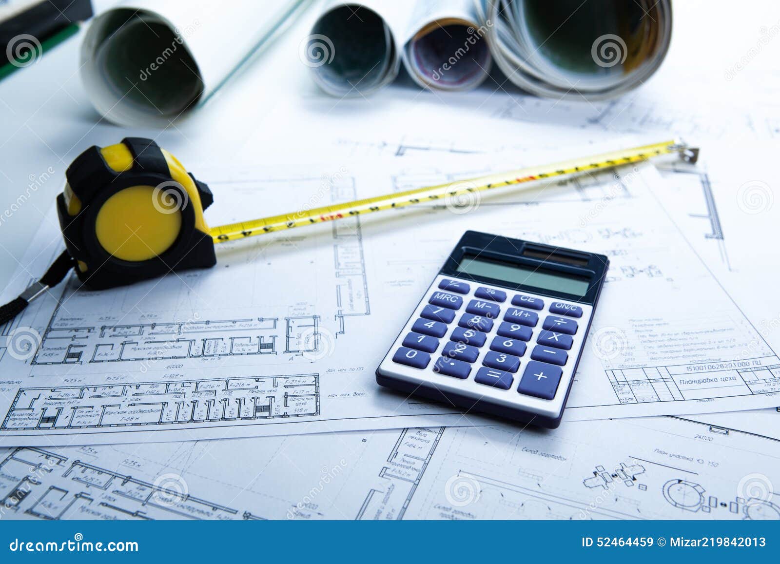 Drawing on paper and tools stock image. Image of drafting - 52464459