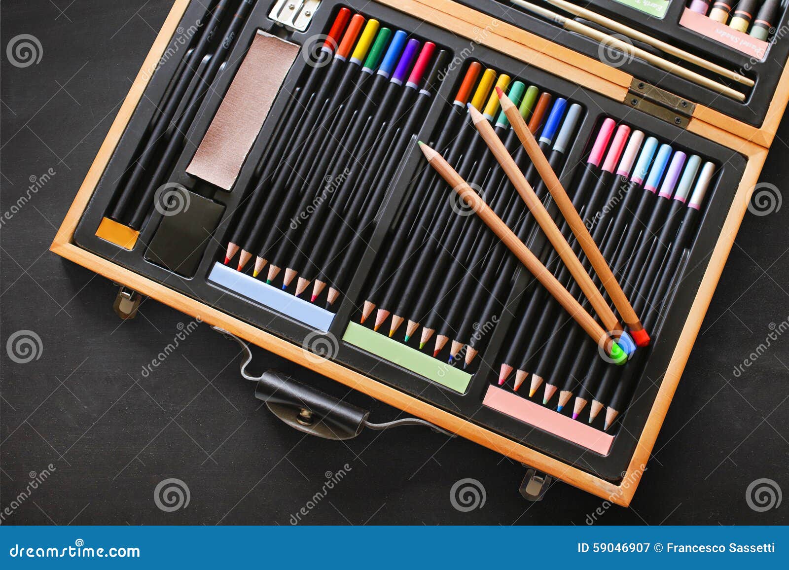 Drawing Pastel Case with Many Colors Stock Image - Image of pencil ...
