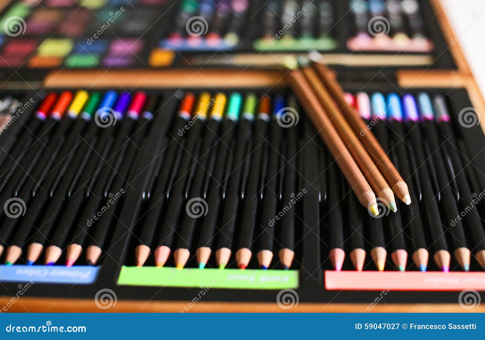 Drawing Pastel Case with Many Colors Stock Image - Image of colour ...