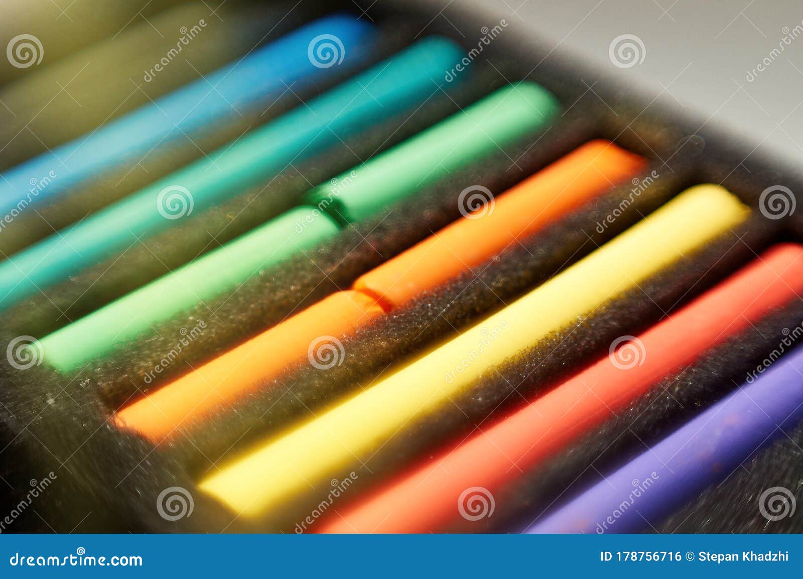 Drawing with Pastels. Multi-colored Pastel Pieces in a Package Stock ...