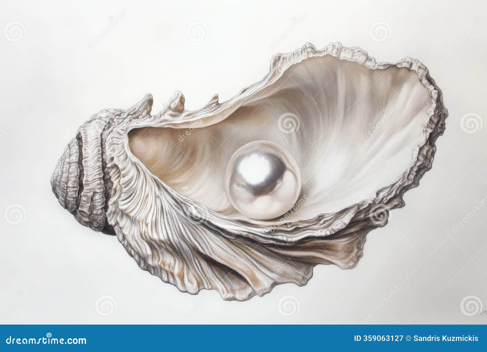 Drawing with Pearl in a Seashell. Generative AI. Stock Illustration ...