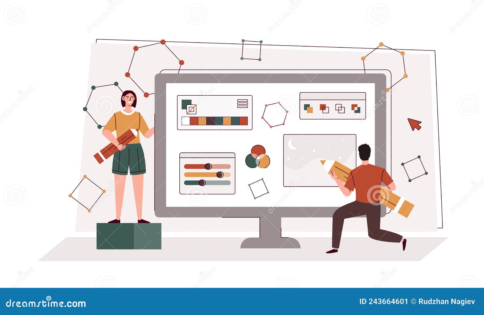 Drawing with Pen in Graphic Editor Stock Vector - Illustration of ...