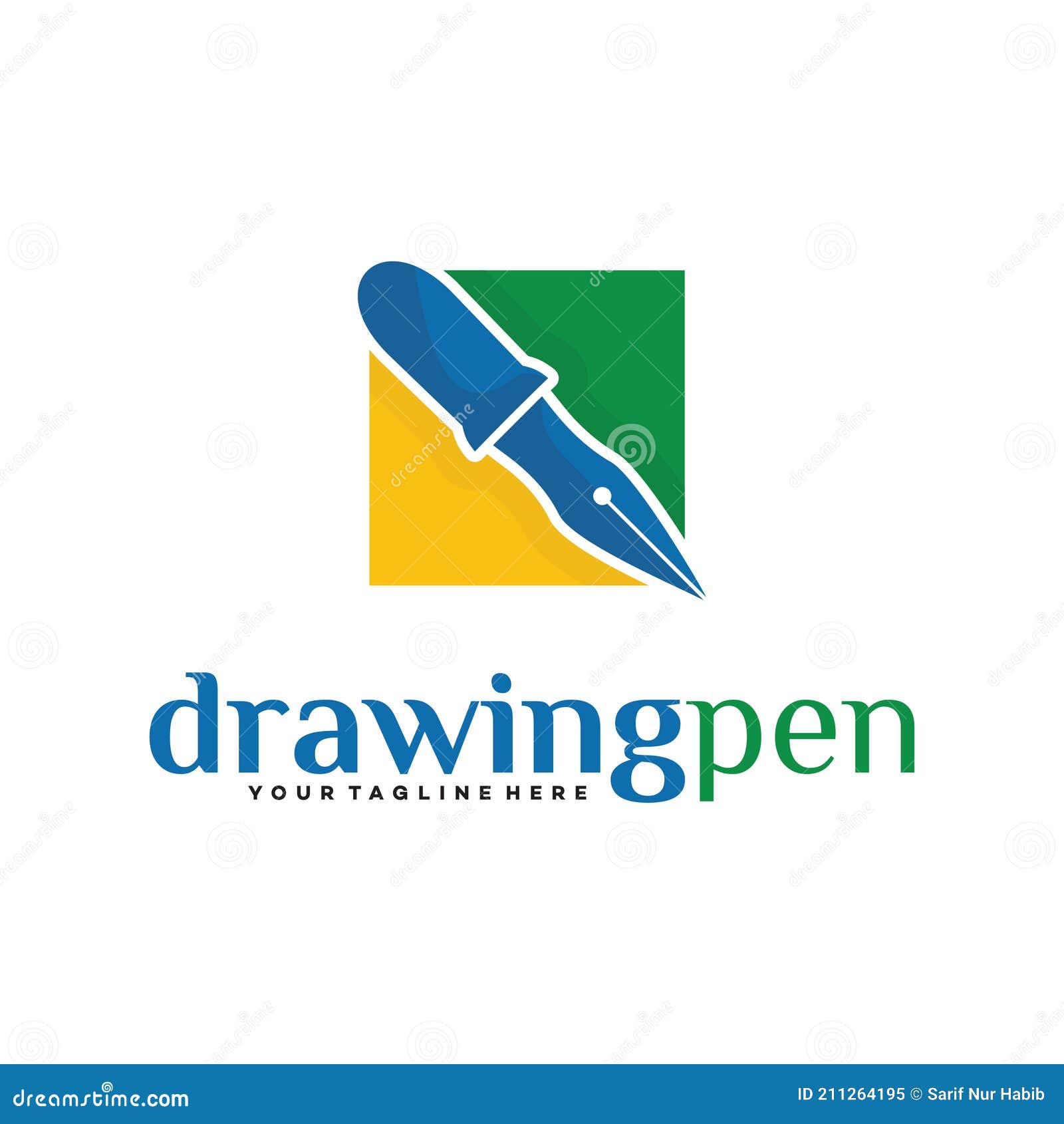 Drawing Pen Logo Design Template Stock Vector - Illustration of ...