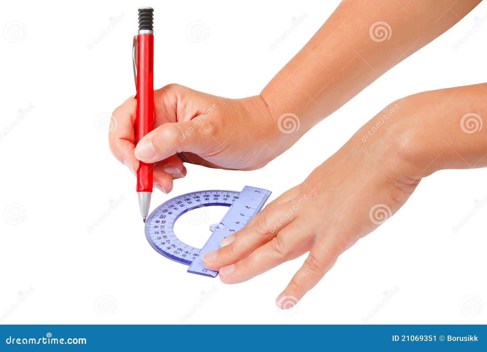 Drawing with a Pencil and Protractor Stock Image - Image of school ...