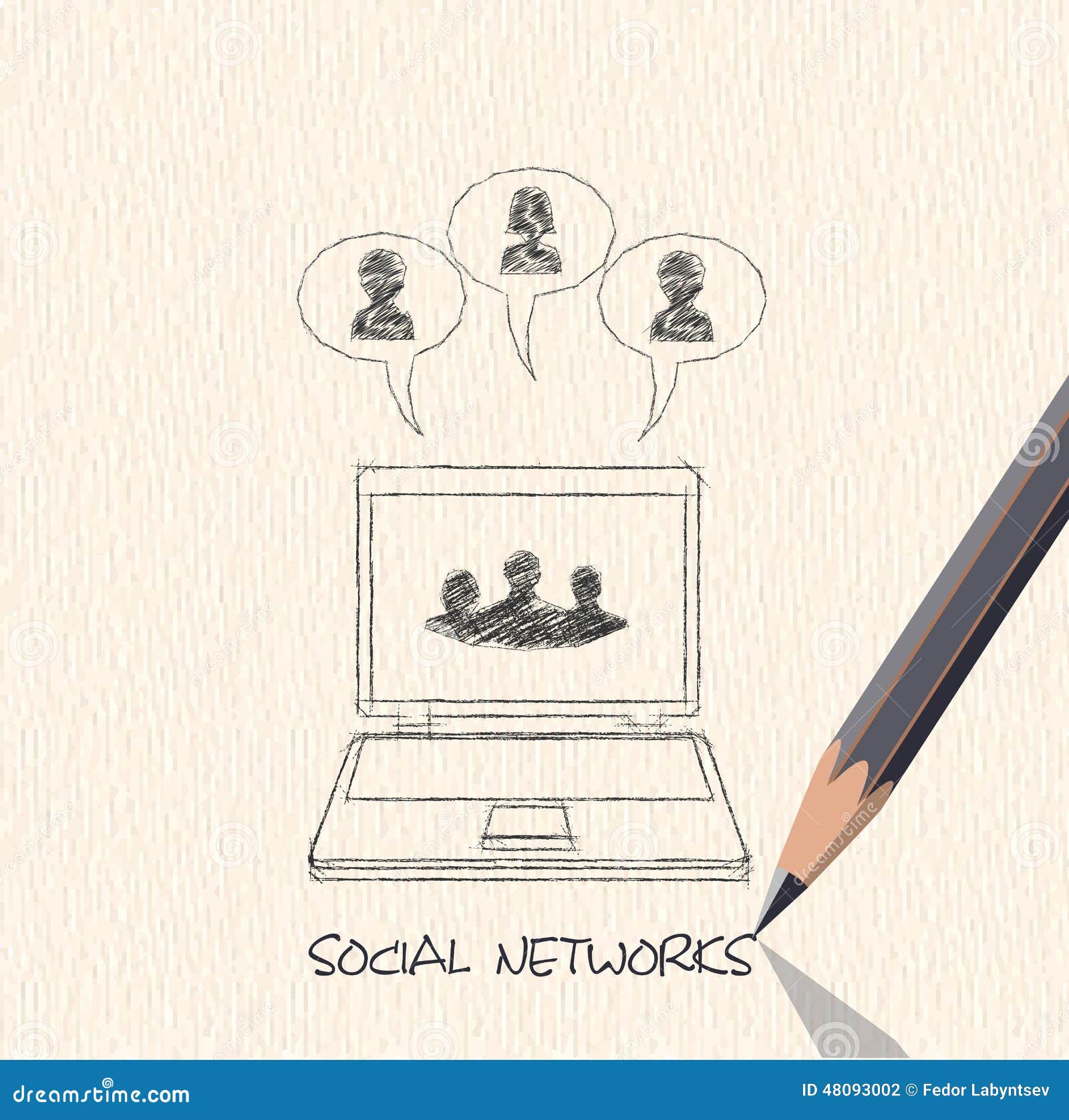Drawing Pencil Scheme of Social Networks Communication People I Stock ...