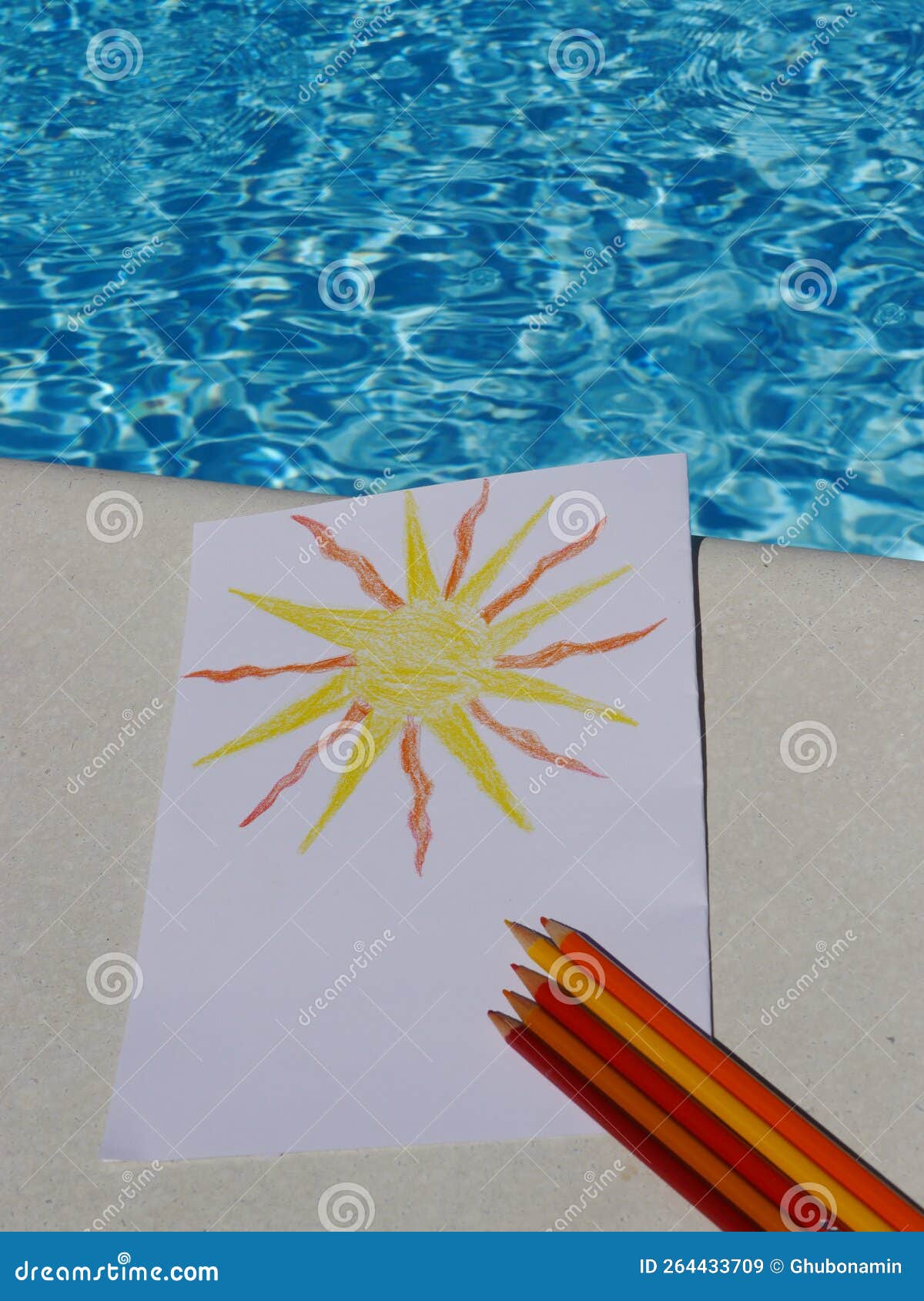 Pencils drawing sun stock image. Image of summer, creativity - 264433709