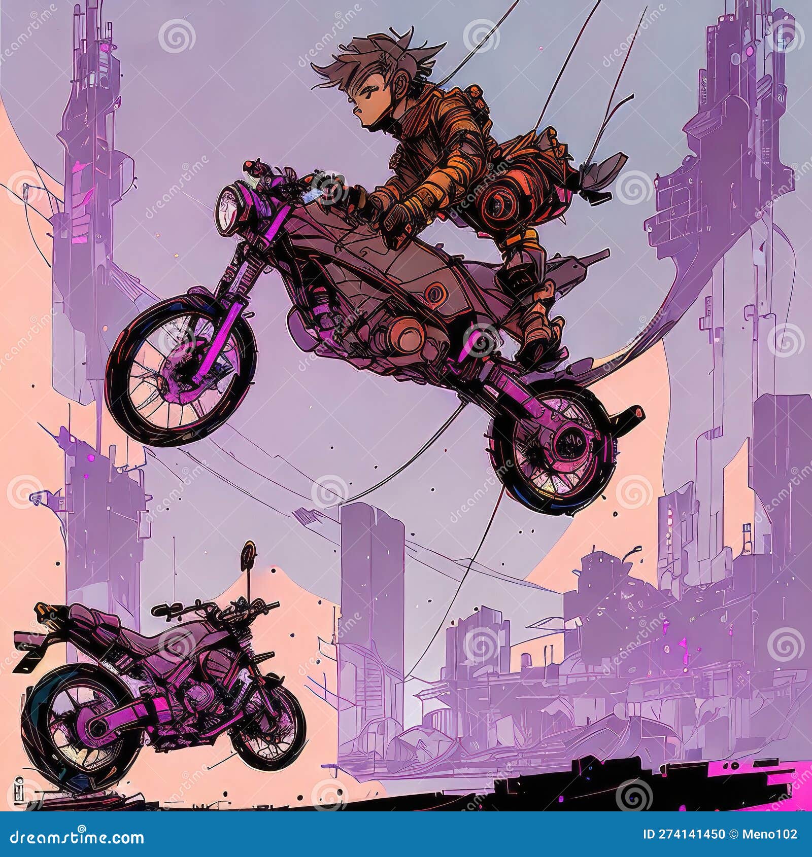 A Drawing of a Person Riding a Motorcycle Stock Illustration ...