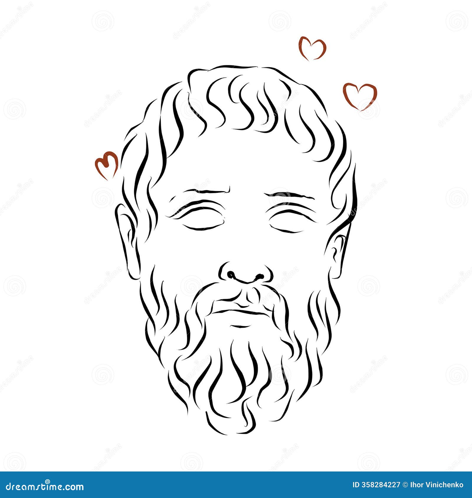 Drawing Of Philosopher Voltaire Sculpture On Abstract Background. Stock ...