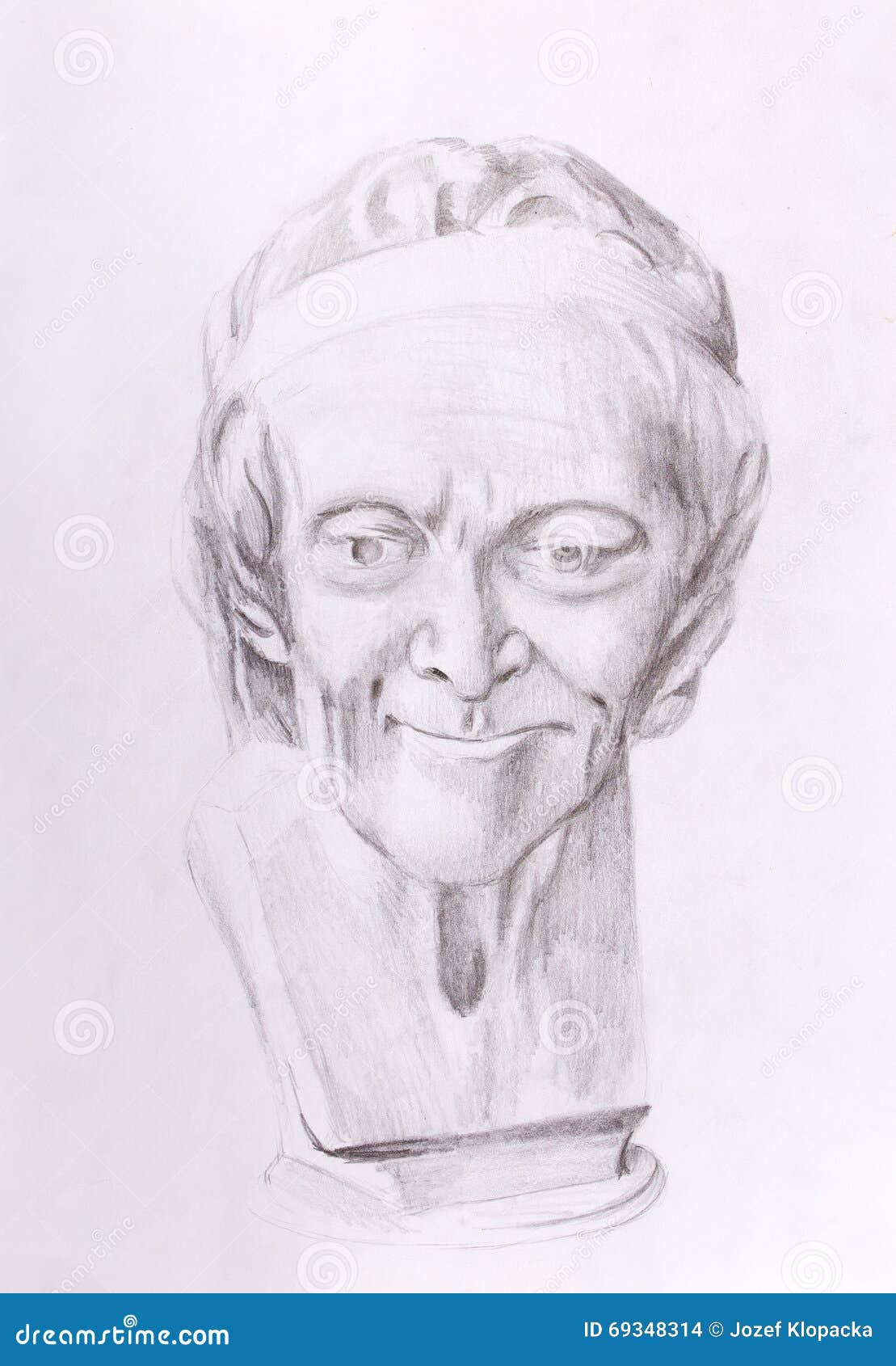 Drawing of Philosopher Voltaire Sculpture on Abstract Background. Stock ...