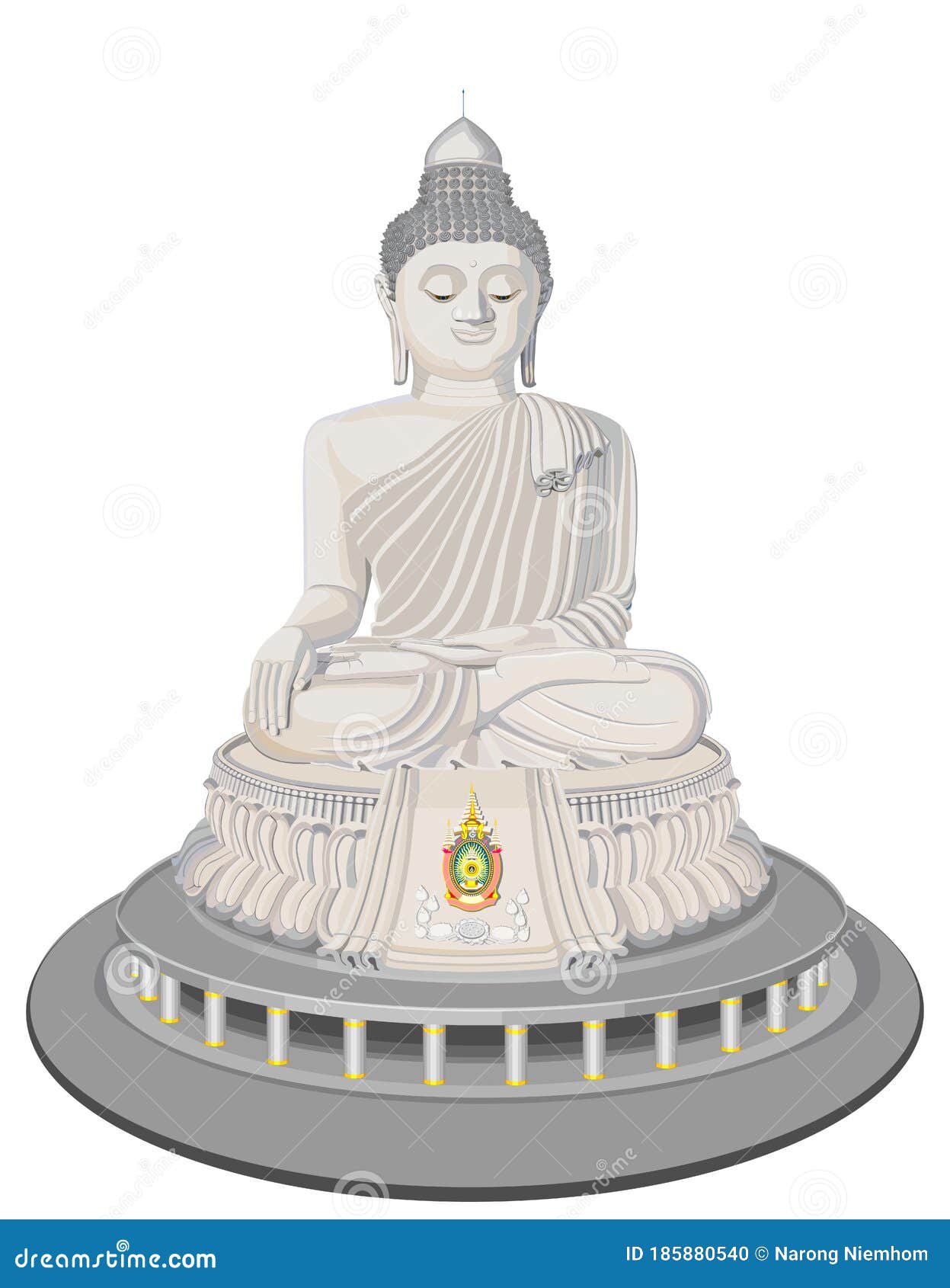 Drawing Phuket Big Buddha on the Top of Mountain. Stock Illustration ...