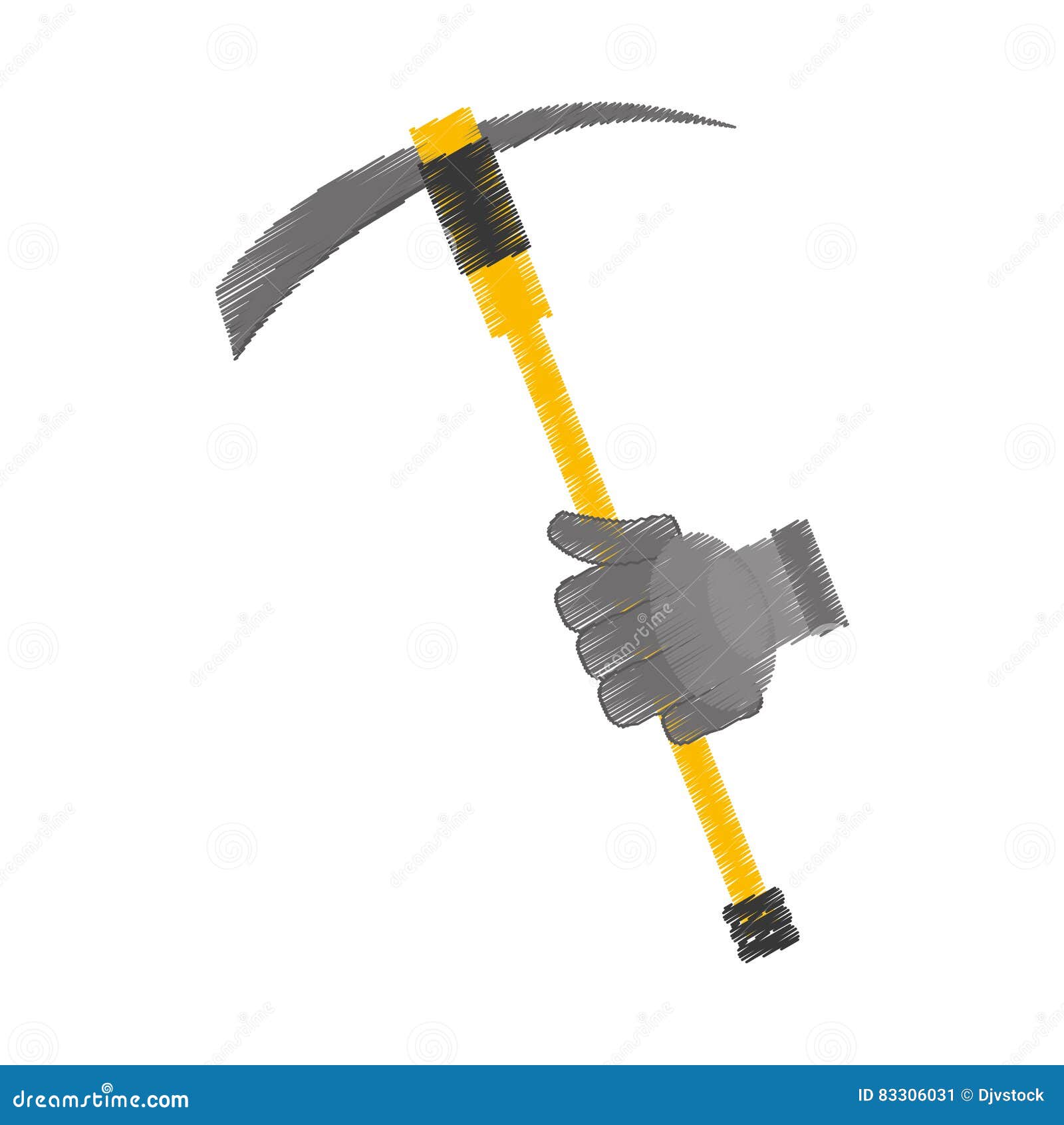 Drawing Pickaxe Tool Mining Extraction Glove Stock Illustration ...