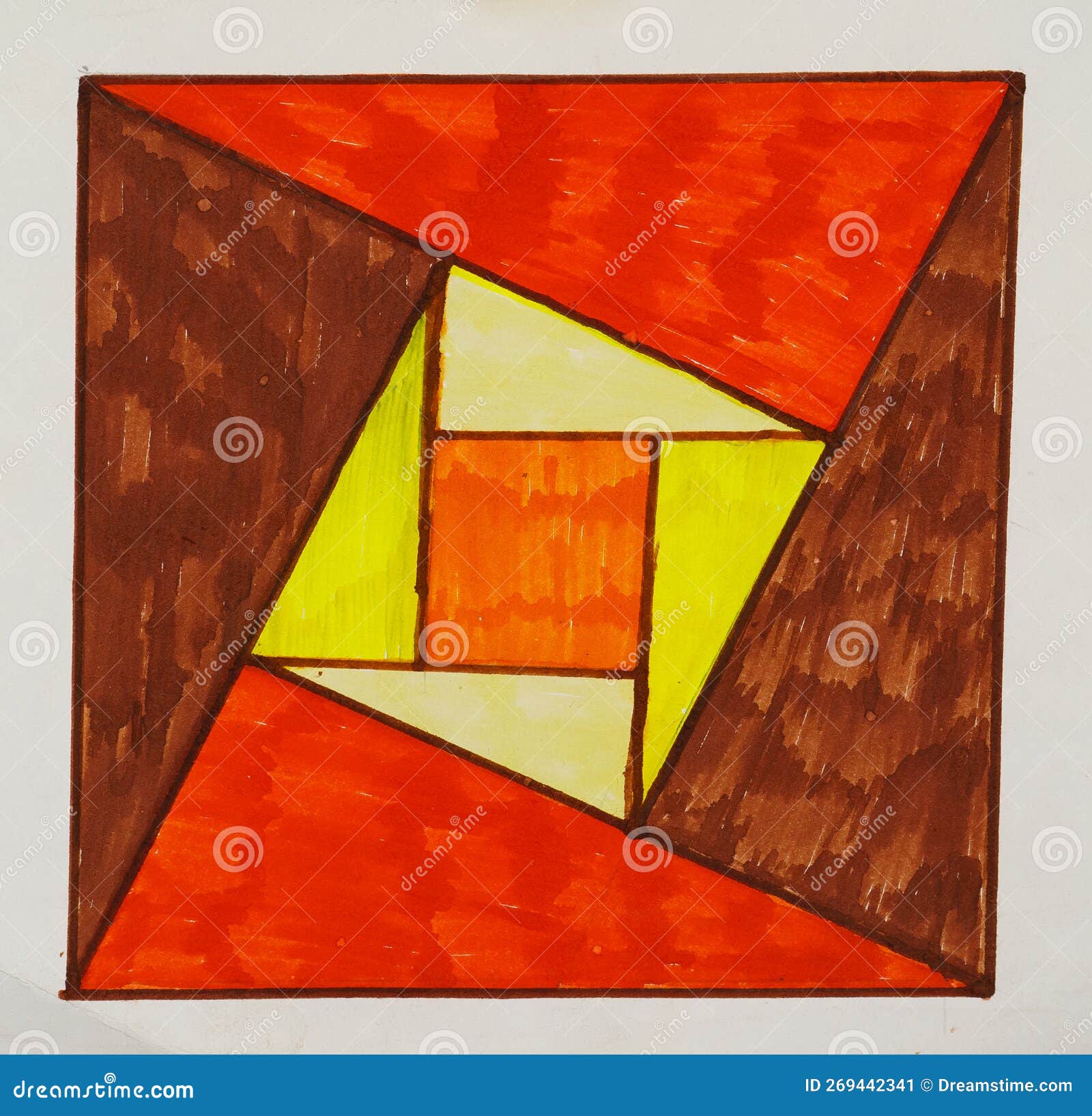 Drawing Picture of Abstract Square and Triangles Stock Image - Image of ...