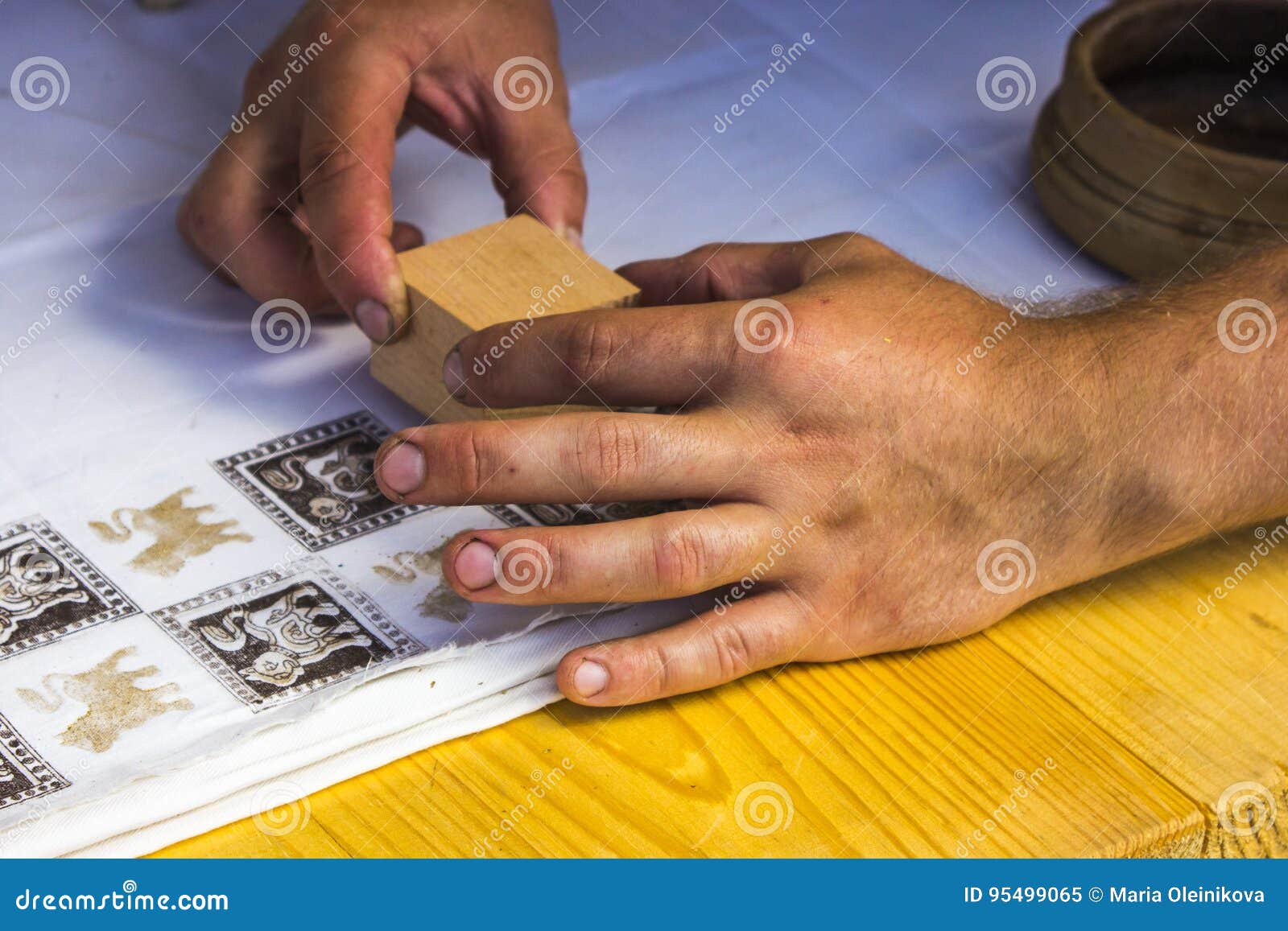 Drawing a Picture on a Cloth with Hands Handmade Stock Image - Image of ...