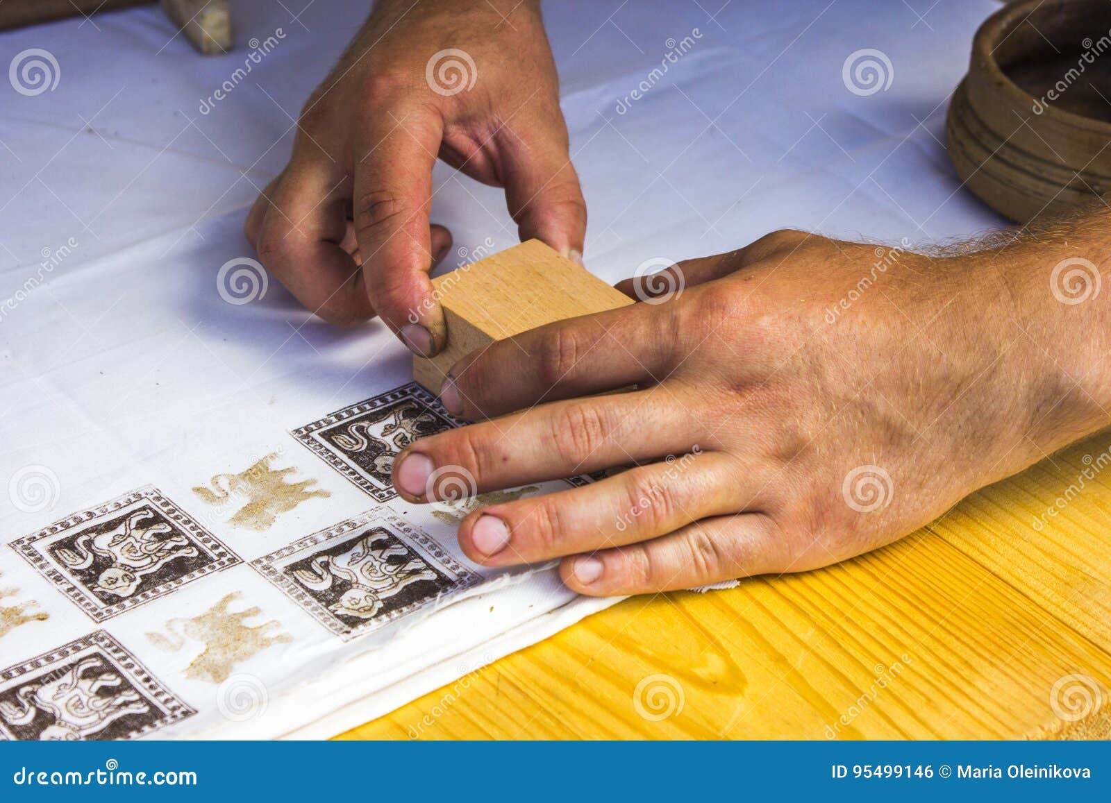 Drawing a Picture on a Cloth with Hands Handmade Stock Photo - Image of ...