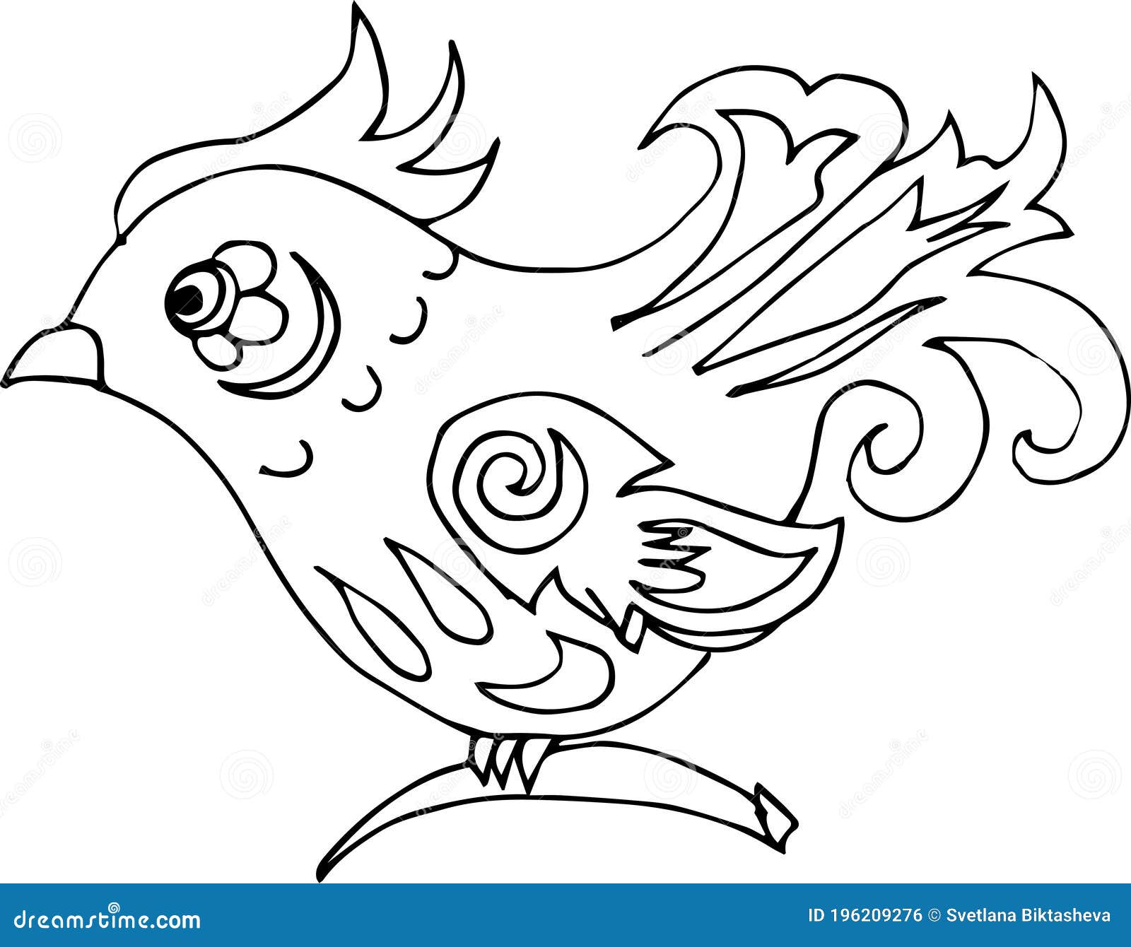 Drawing Picture Isolate, Decorative Rooster in Folk Ethnic Style ...