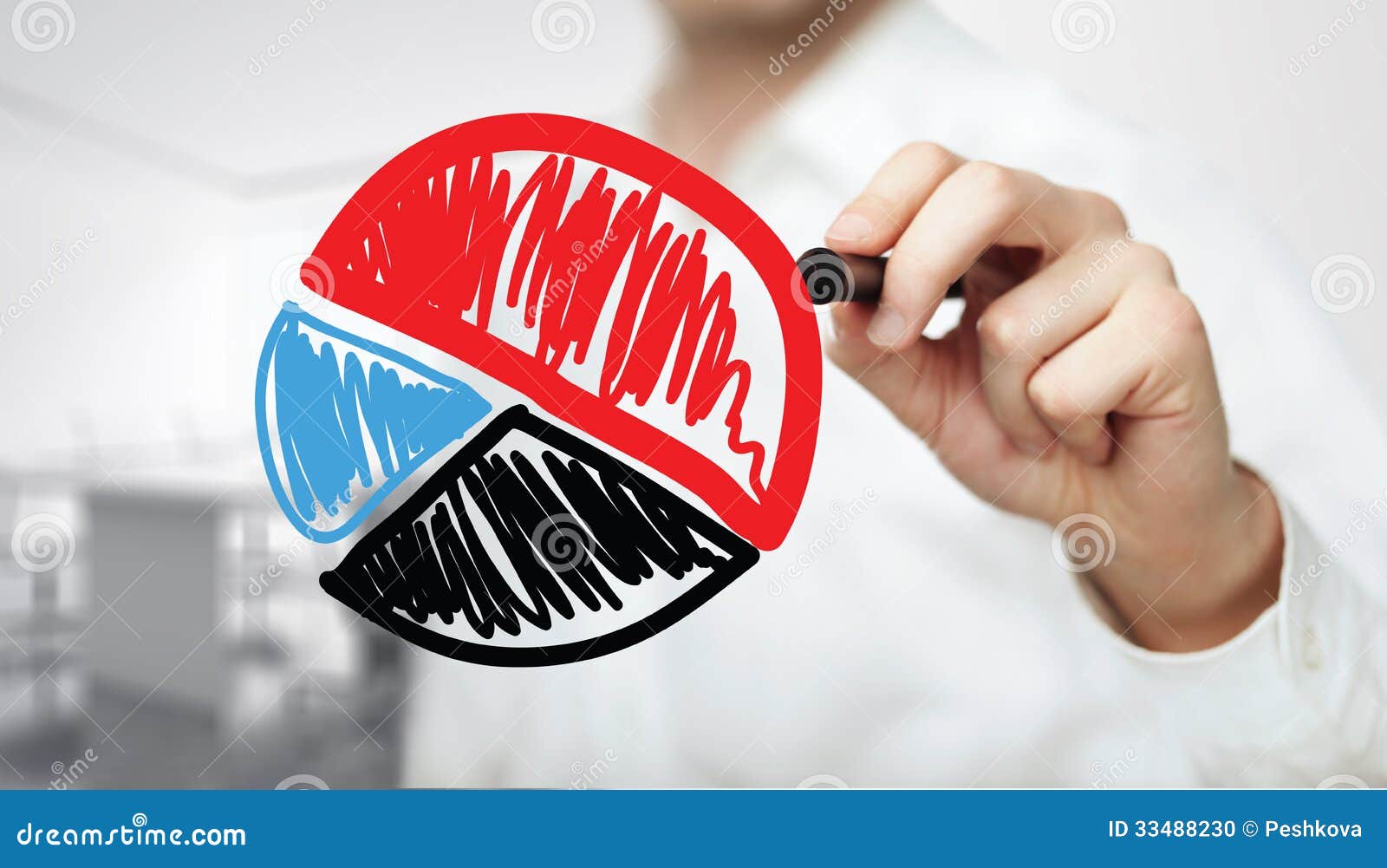 Drawing pie chart stock photo. Image of creativity, seminar - 33488230