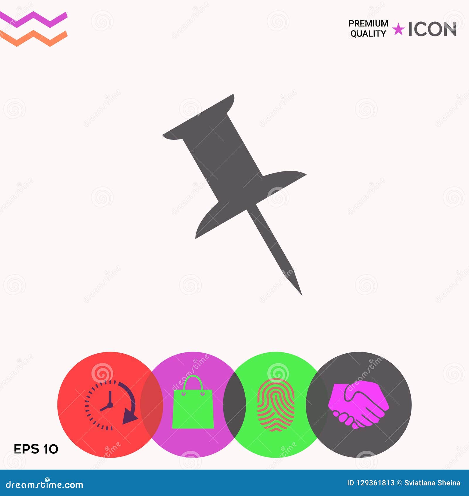 Drawing pin icon stock vector. Illustration of light - 129361813