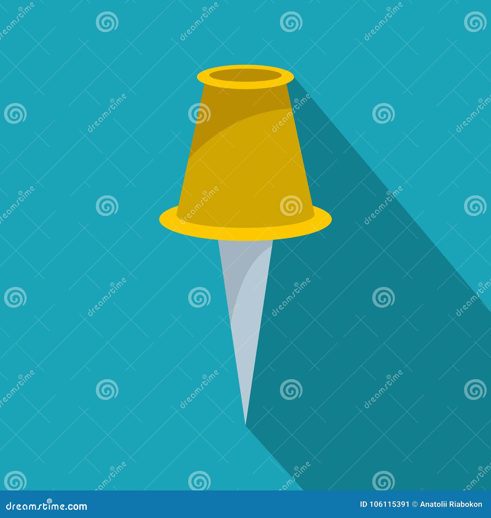 Drawing Pin Icon, Flat Style. Stock Vector - Illustration of attach ...