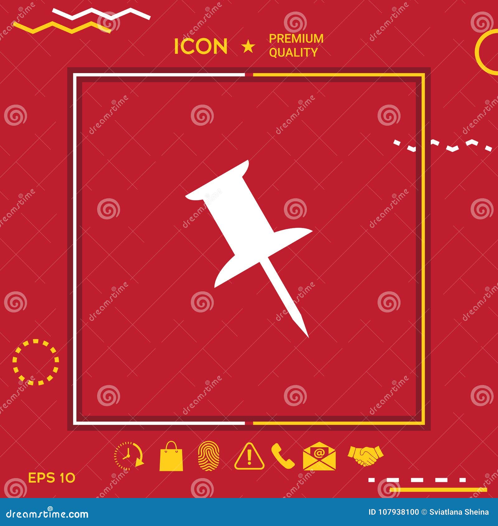 Drawing pin icon stock vector. Illustration of closeup - 107938100