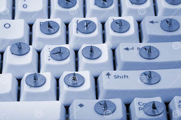 Drawing pin and keyboard stock photo. Image of memo, brass - 14036576