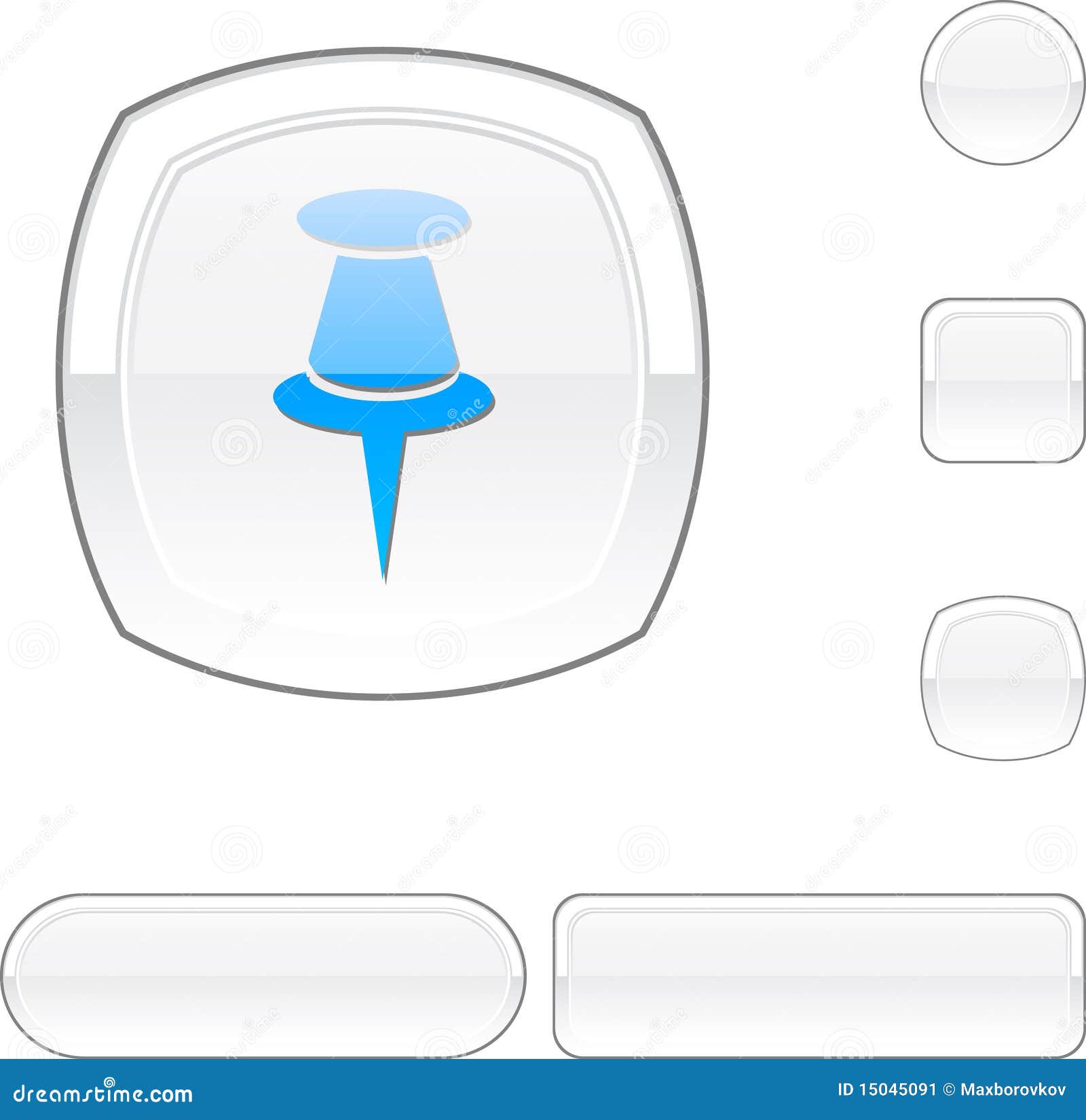 Drawing-pin white button. stock vector. Illustration of reflection ...