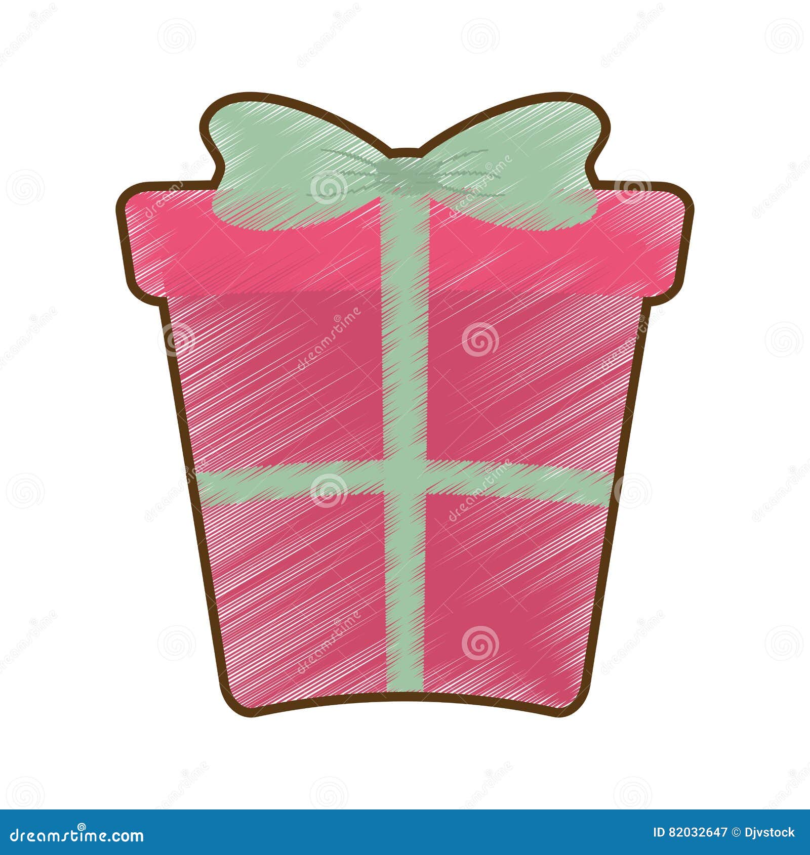 Drawing Pink Big Gift Box with Bow Stock Vector - Illustration of ...