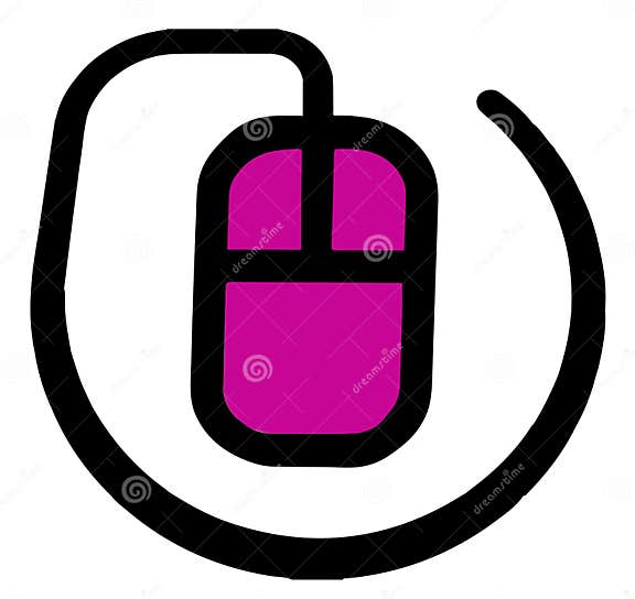 The Drawing of a Pink Computer Mouse, a Small Hardware Input Device ...
