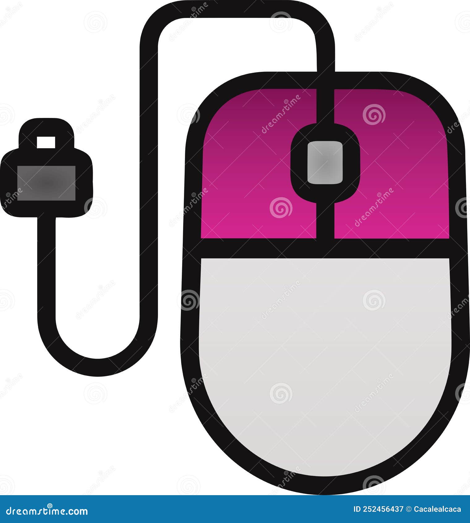 The Drawing of a Pink Computer Mouse, a Small Hardware Input Device ...