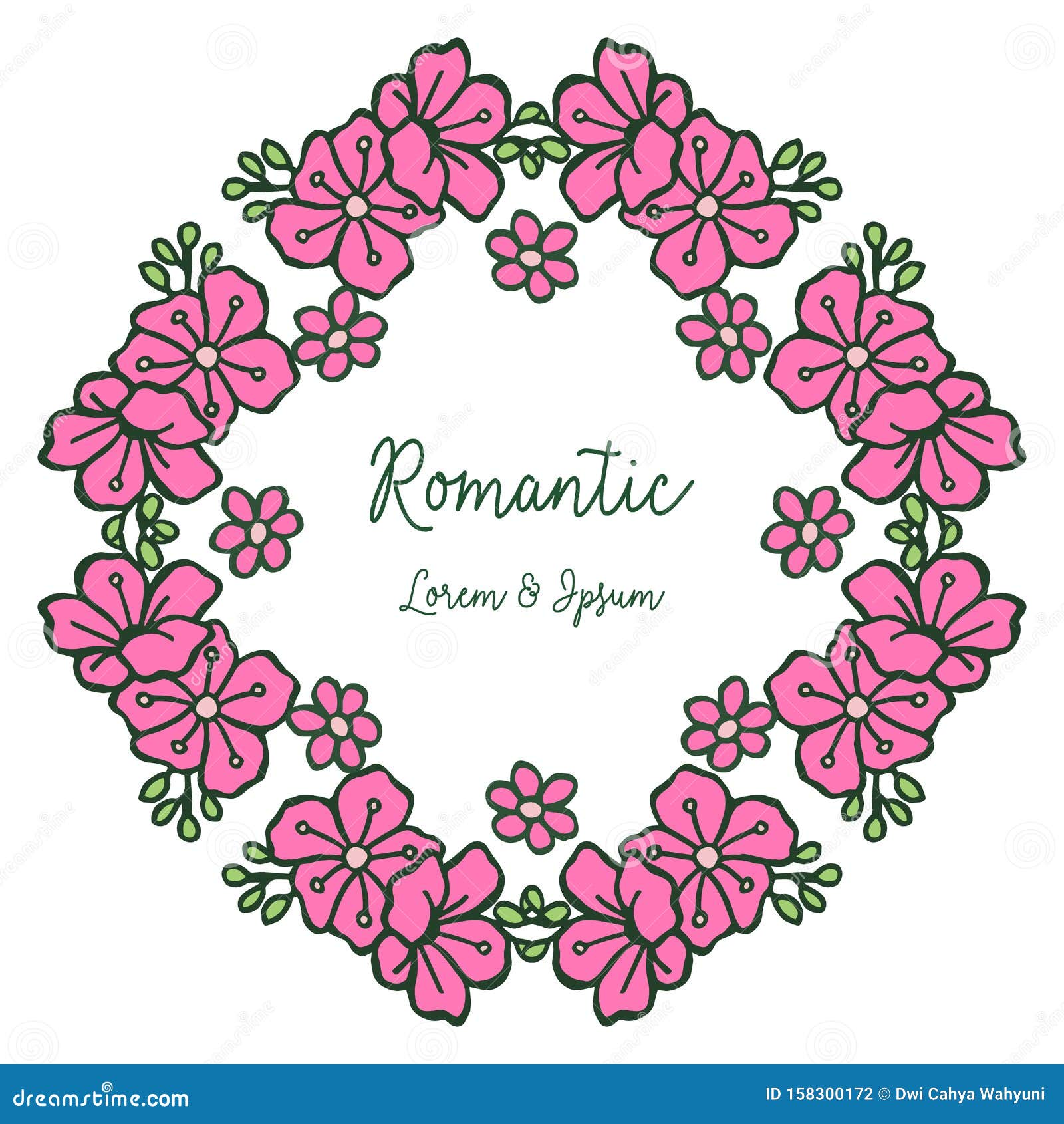 Drawing of Pink Flower Frame Hand Drawn, for Design Element of Card ...