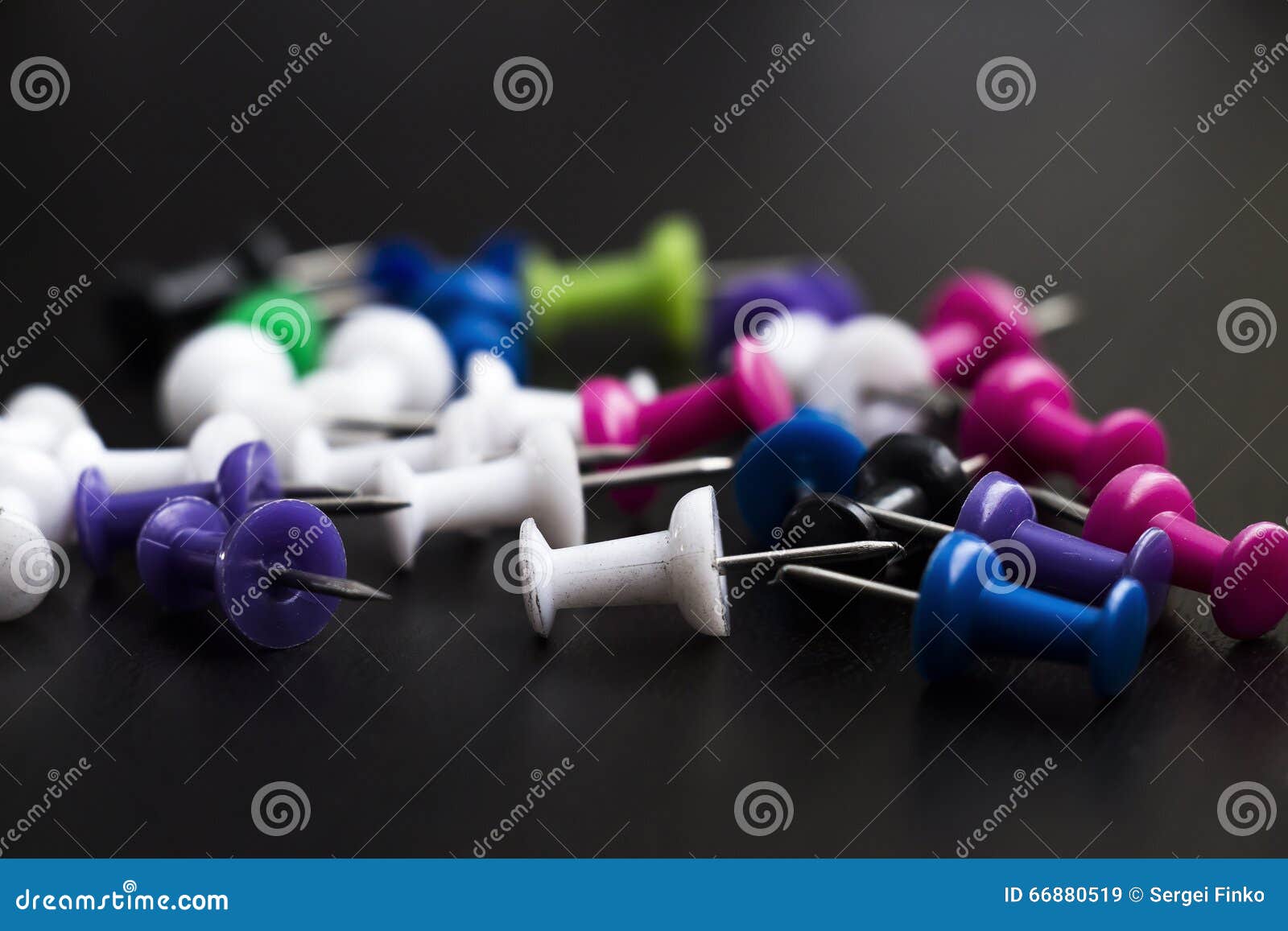 Drawing pins on the table stock image. Image of green - 66880519