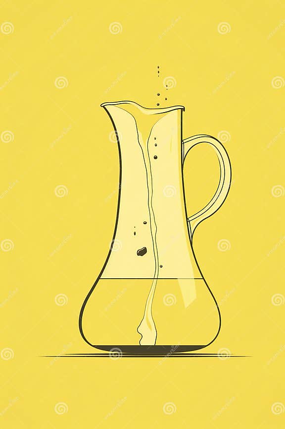 A Drawing of a Pitcher of Liquid on a Yellow Background. AI Generative ...