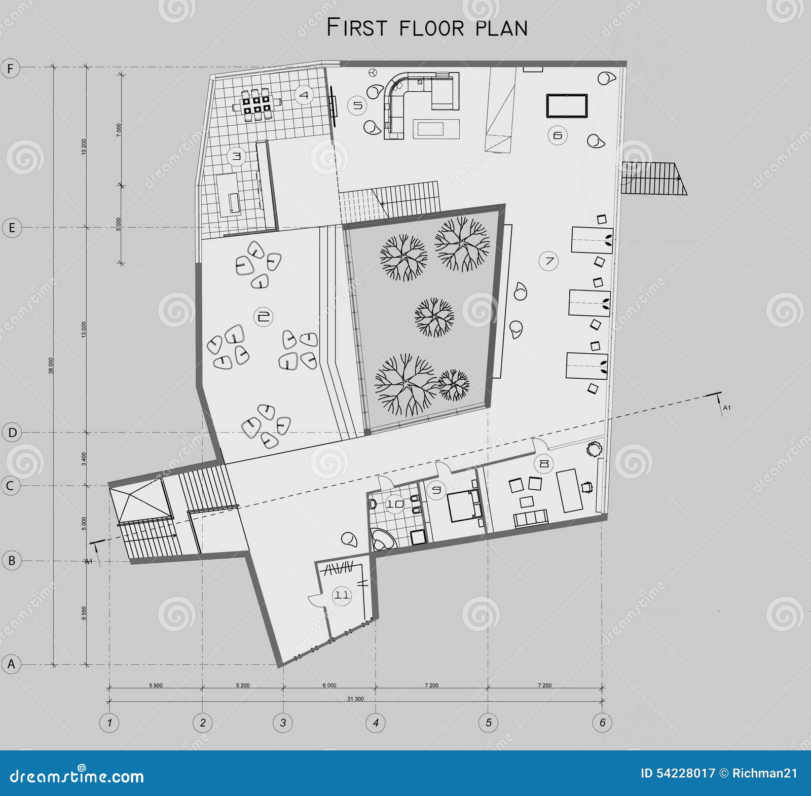 The Drawing of the Plan of the First Level of the Private House Stock ...