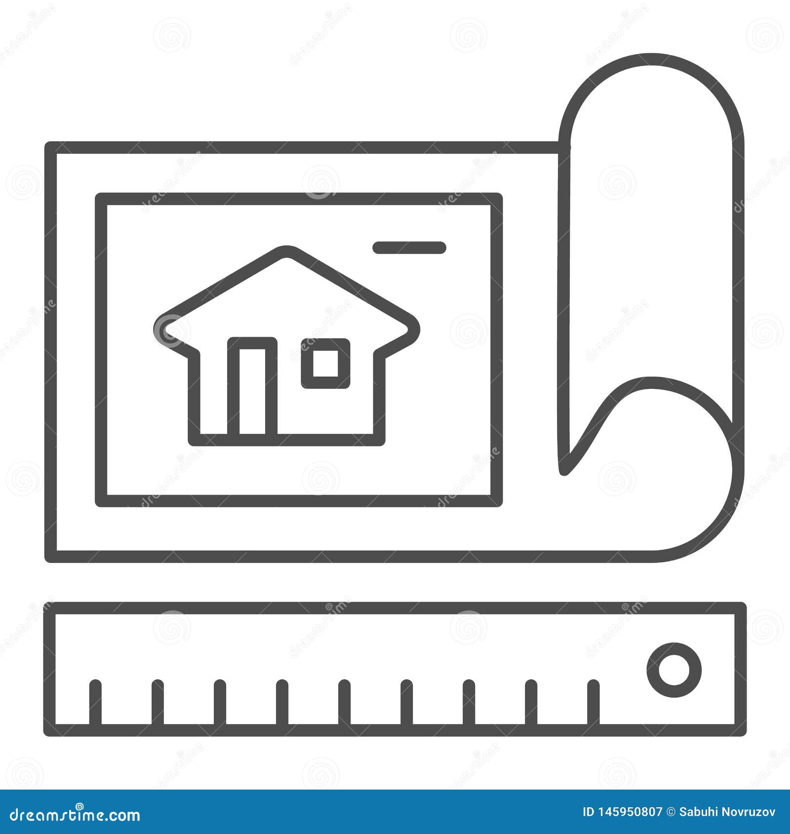 Drawing Plan Thin Line Icon. Architecture Plan Vector Illustration ...