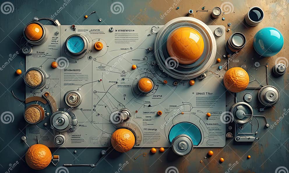 A Drawing of Planets and Stars is Displayed on a Grey Surface. Stock Illustration - Illustration ...