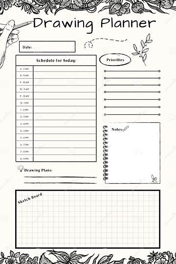 Drawing Planner Digital Printable Blank Template Insert Stock ...