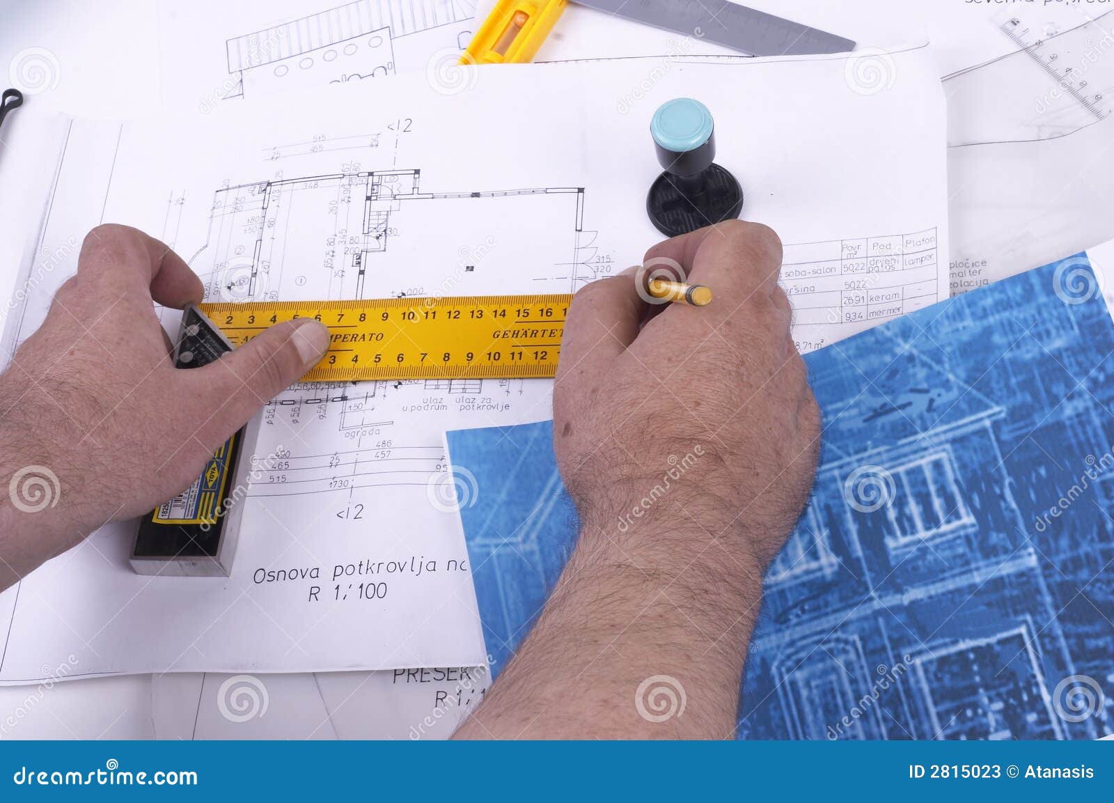 Drawing plans stock image. Image of architecture, papers - 2815023