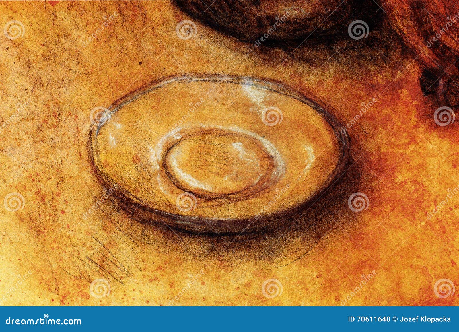 Drawing Plate on Paper. Original Hand Draw. Stock Illustration ...